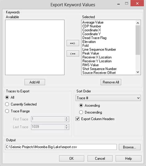 Export Keyword Values