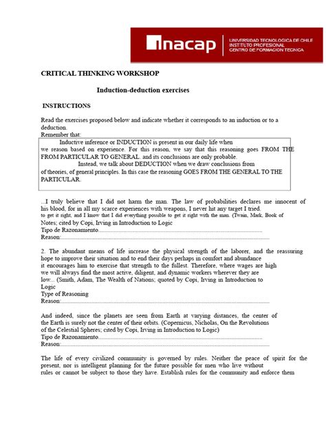 Induction And Deduction Exercise Pdf Deductive Reasoning