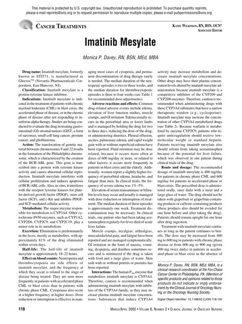 Pdf Imatinib Mesylate