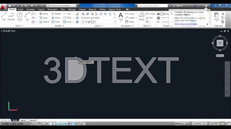 How To Create A 3d Text In Autocad Youtube