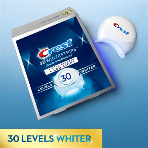 Crest 3d Whitestrips 1 Hour Express Led Light Levels 30 Whiter Teeth Whitening Kit