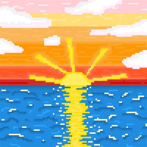 My Pixel Art Sunset Illustration Digital Illustration Pixel Art