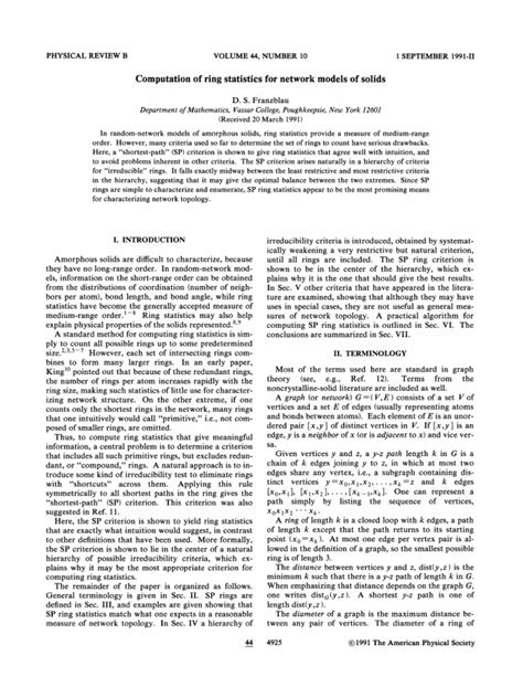 Computation Of Ring Statistics For Network Models Of Solids Download Free Pdf Vertex Graph