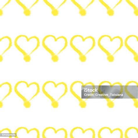 수채화 기법에 작은 노란색 마음으로 완벽 한 텍스처 성 발렌타인의 날에 대 한 배경입니다 포장 종이 디자인 배너 결혼식에 초대