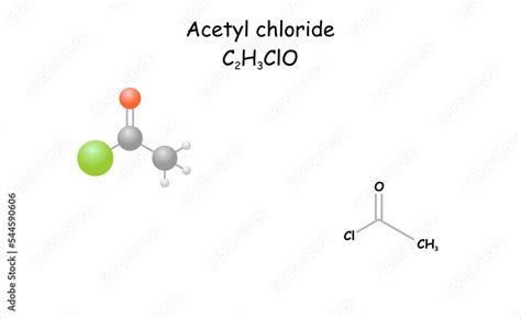 Stylized Molecule Modelstructural Formula Of Acetyl Chloride Stock