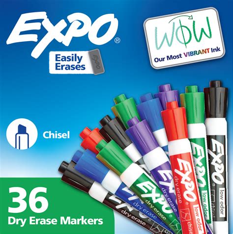 Expo Low Odor Dry Erase Markers Fine Point Assorted Set Chisel Tip