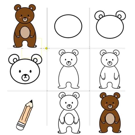 Как нарисовать медведя сидя