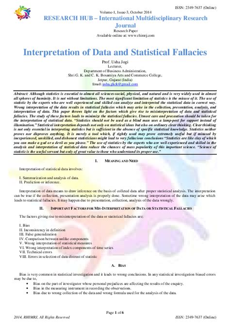 Pdf Interpretation Of Data And Statistical Fallacies
