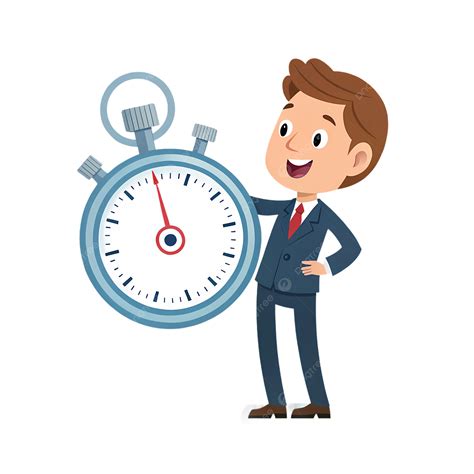 Business Cartoon Character Holding 3d Stopwatch Business Cartoon