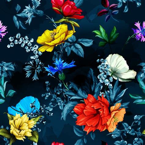 گل ها خشخاش گل رز وحشی گل ذرت با برگ های آبی تیره الگوی پس زمینه بدون درز دست کشیده آبرنگ وکتور