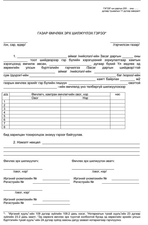 Газар өмчлөх эрх шилжүүлэх гэрээ