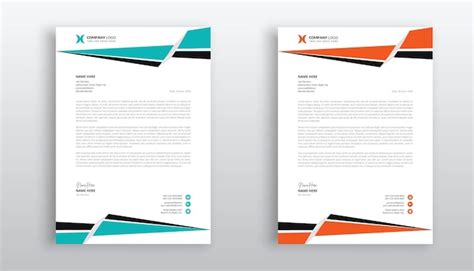 창의적이고 현대적인 비즈니스 편지지 템플릿 프리미엄 벡터