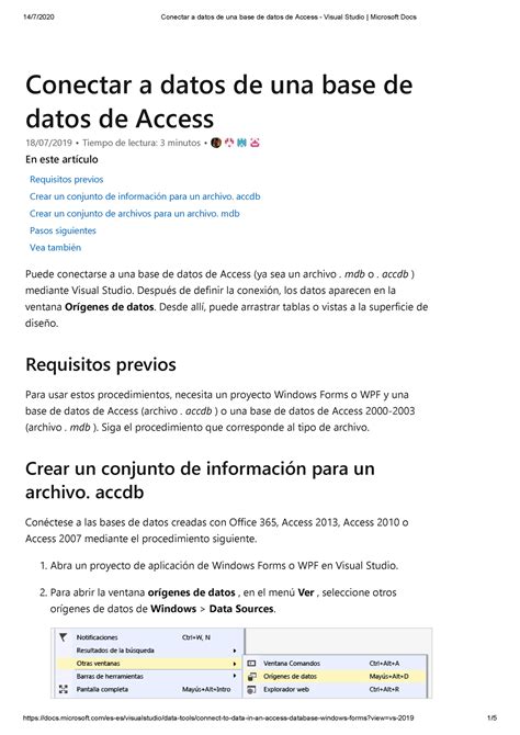 Conectar A Datos De Una Base De Datos De Access Visual Studio Conectar A Datos De Una Base