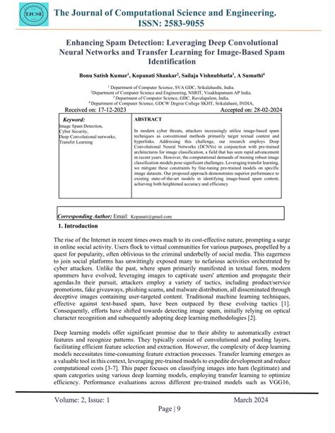 Pdf Enhancing Spam Detection Leveraging Deep Convolutional Neural Networks And Transfer