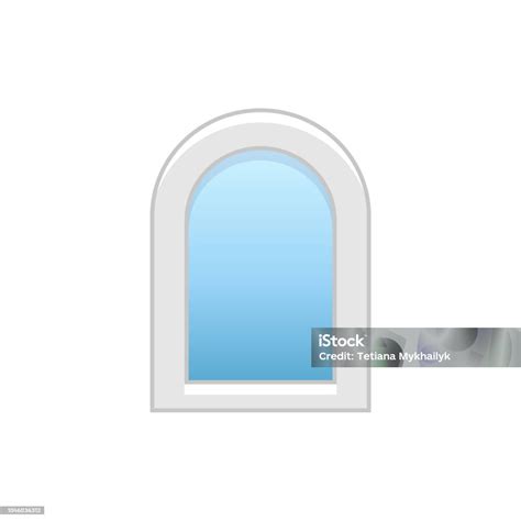 벡터 그림의 아크 비닐 커튼 창입니다 전통적인 알루미늄 플랫 아이콘 창 아치 흰색 바탕에 고립 된 개체입니다 0명에 대한 스톡 벡터 아트 및 기타 이미지 Istock