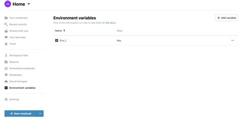 Environment Variables Datalore Documentation