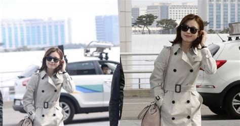 한효주 트렌치코트와 청순한 미소로 공항패션의 화룡점정