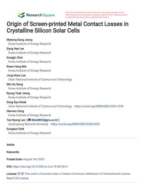 Origin Of Screen Printed Metal Contact Losses In Crystalline Silicon