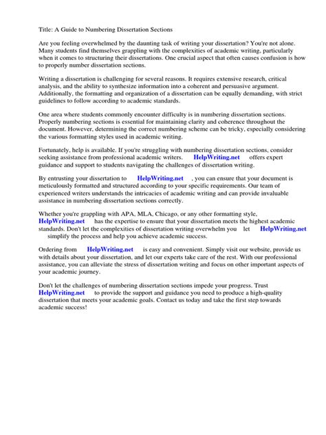 How To Number Dissertation Sections Download Free Pdf Thesis