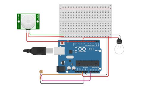 Circuit Design Integrated Ldr And Motion Sensor Tinkercad