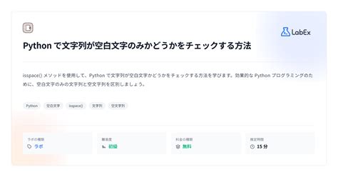 Python で文字列が空白文字のみかどうかをチェックする方法 Labex