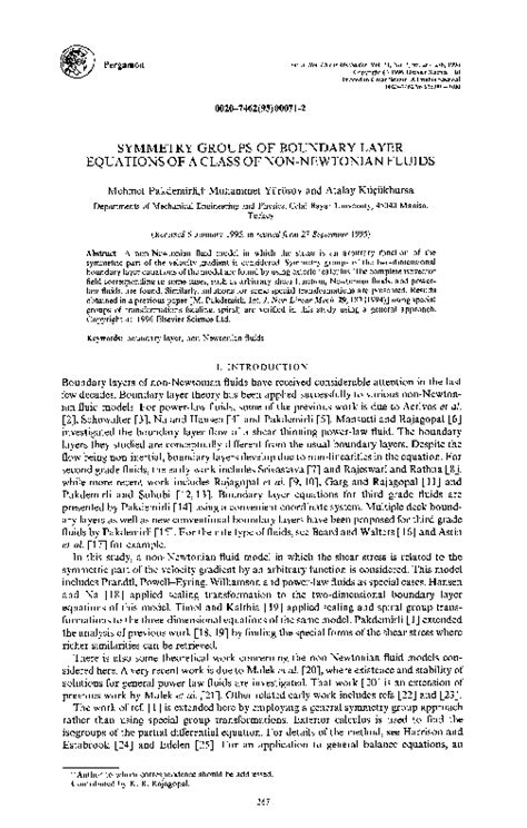 Pdf Symmetry Groups Of Boundary Layer Equations Of A Class Of Non Newtonian Fluids