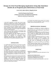 Design Of A Fast Food Managing Application Using SQL Data Base Pdf Design Of A Fast Food