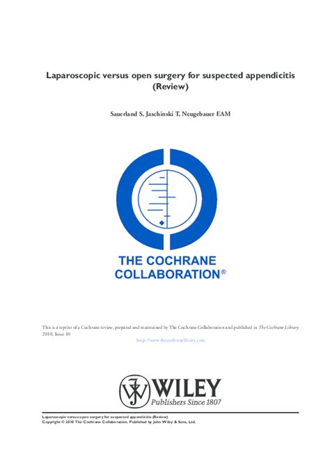 Pdf Laparoscopic Versus Open Surgery For Suspected Appendicitis