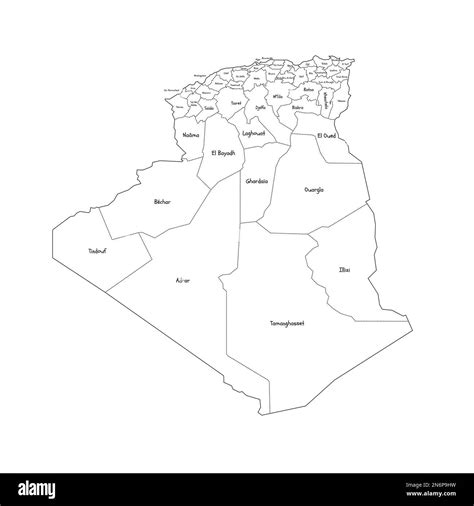 Grey Map Of Algeria With Provinces Educational Images Picstank