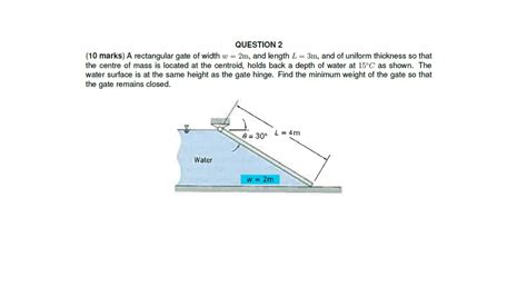 Solved QUESTION Marks A Rectangular Gate Of Width W Chegg