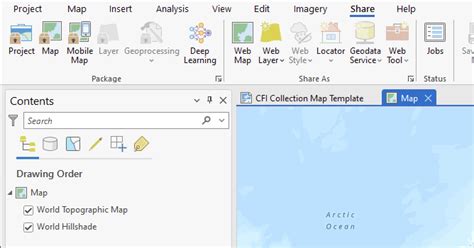 get the share tab to show share as after importing mxd using arcgis