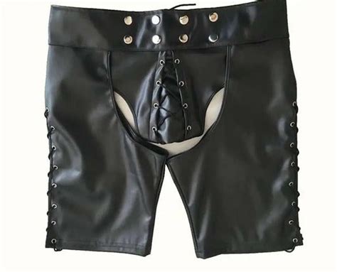 Mens Assless Pu Leather Short Chaps Gay Leather Fetishwear