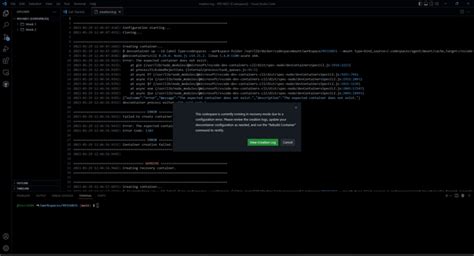 codespace error running in recovery mode due to configuration error