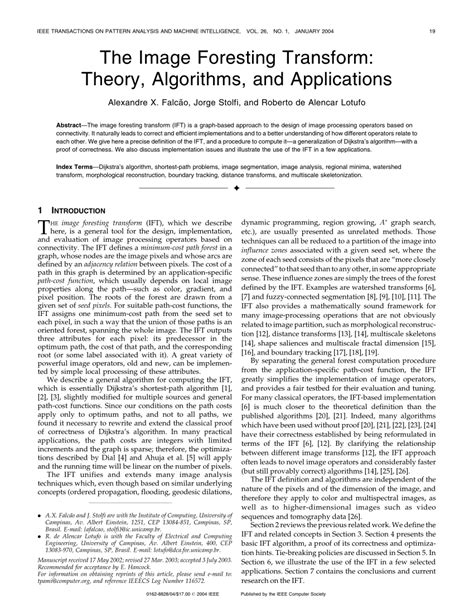 Pdf The Image Foresting Transform Theory Algorithms And Applications