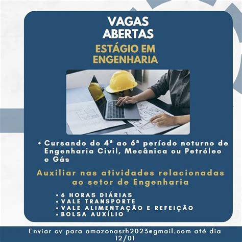 Empresa Abre Seleção Para Vaga De Estágio Em Engenharia Envie Seu