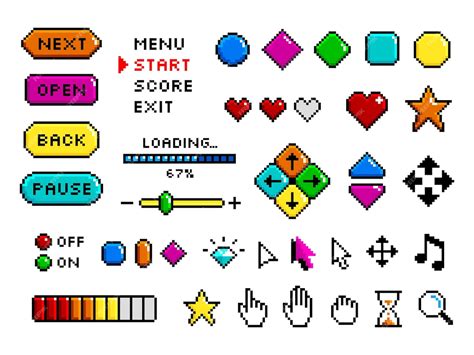 Premium Vector Pixel Game Button 8bit Art Collection For Games Ui Interface Graphic Gaming