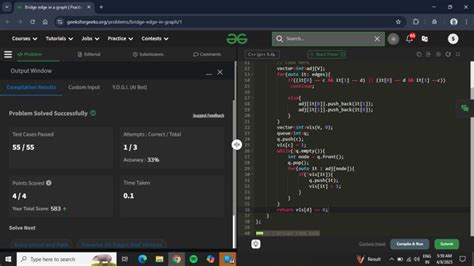 dsa geeksforgeeks codingchallenge graphtheory bridgeedge