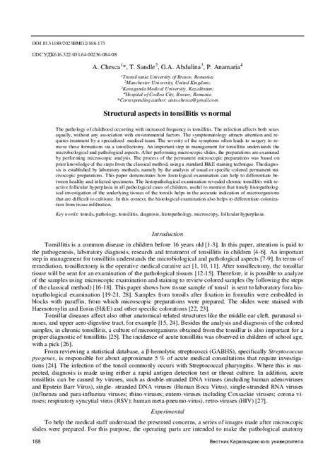 Pdf Structural Aspects In Tonsillitis Vs Normal