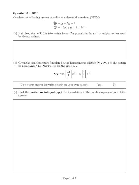 Ode Pde Questions Pdf Ordinary Differential Equation Applied And Interdisciplinary Physics