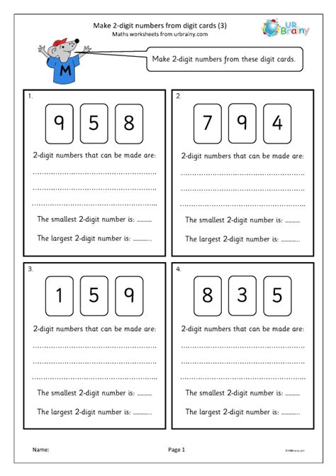 Revision Make 2 Digit Numbers From Digit Cards 3 Reasoningproblem Solving Maths Worksheets