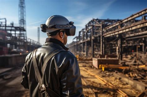 Premium Ai Image Builder Architecture Man Simulator With Vr On Construction Site Generate With Ai