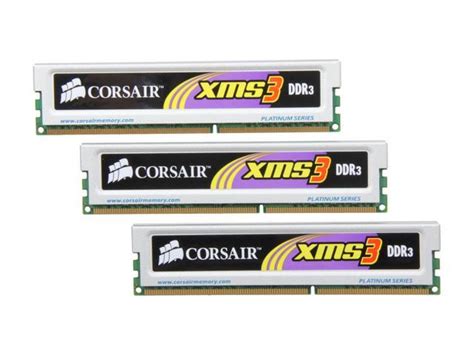 CORSAIR XMS3 6GB 3 X 2GB DDR3 1333 PC3 10666 Triple Channel Kit Desktop Memory Model