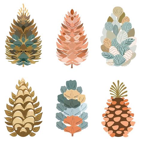 Pine Cone Vector Set Simple And Minima Premium Ai Generated Vector