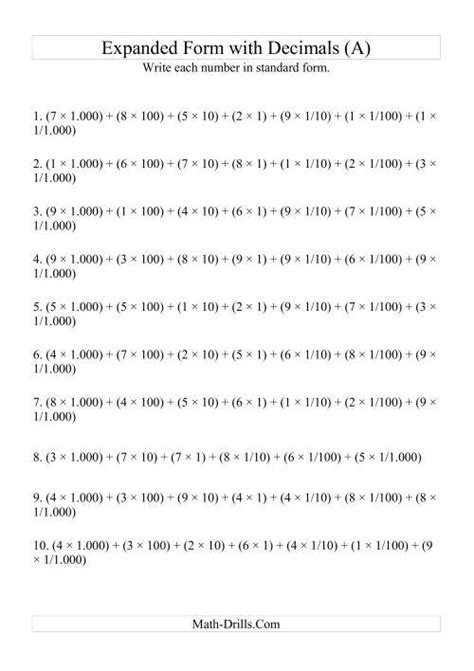 Printable Writing Numbers In Standard Form Worksheets Goodworksheets