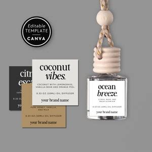 Car Diffuser Label Template Canva Editable Product Label Template DIY Diffuser Oil Air
