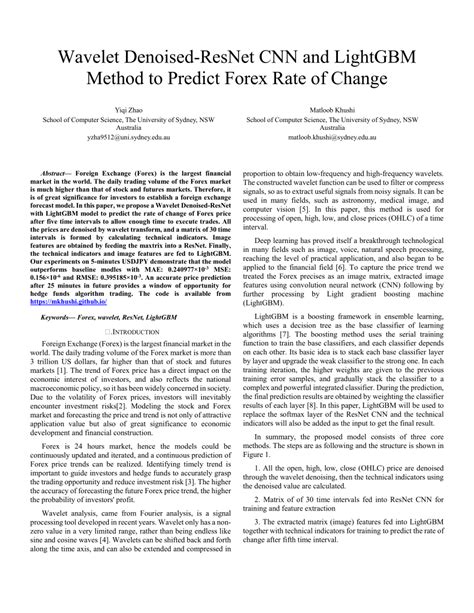 Pdf Wavelet Denoised Resnet Cnn And Lightgbm Method To Predict Forex