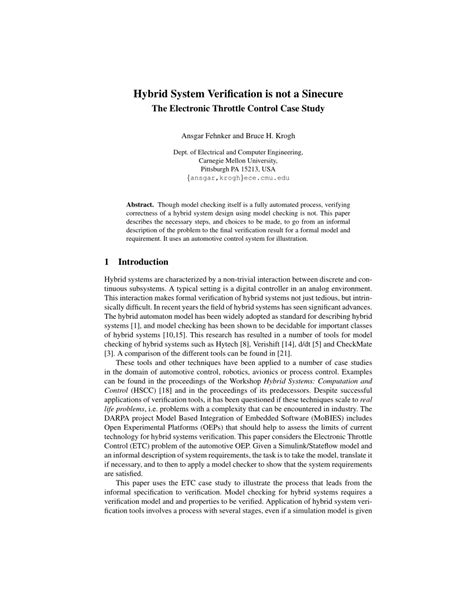 Pdf Hybrid System Verification Is Not A Sinecure