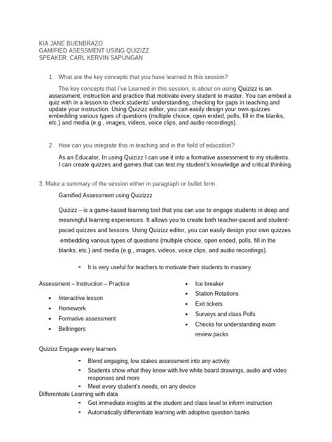 Gamified Assessment Usinf Quizizz Pdf Educational Assessment Quiz