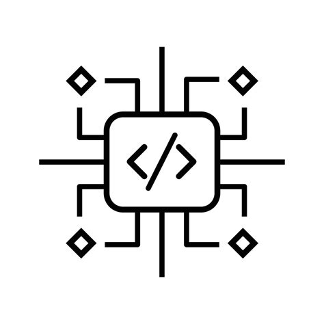 Microchip With Code Line Art Icon For Software Development Programming