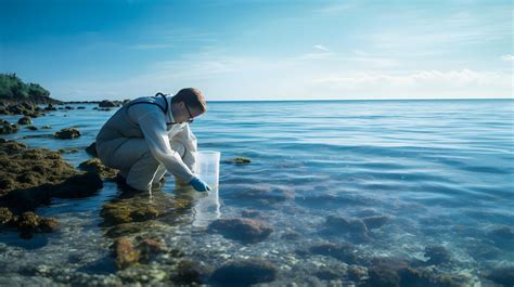 Premium Photo A Scientist Collecting Water Samples From The Ocean To